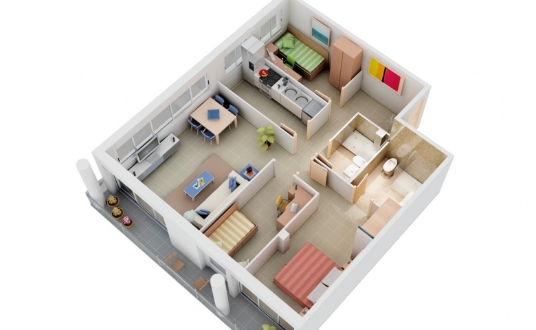 Planos de departamentos de 80m2